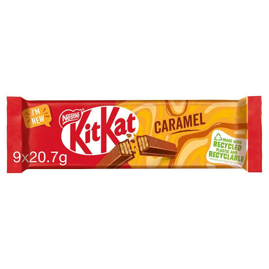 Kit Kat 2 Finger Caramel Chocolate Biscuit Bar Multipack 9 Pack – The ...